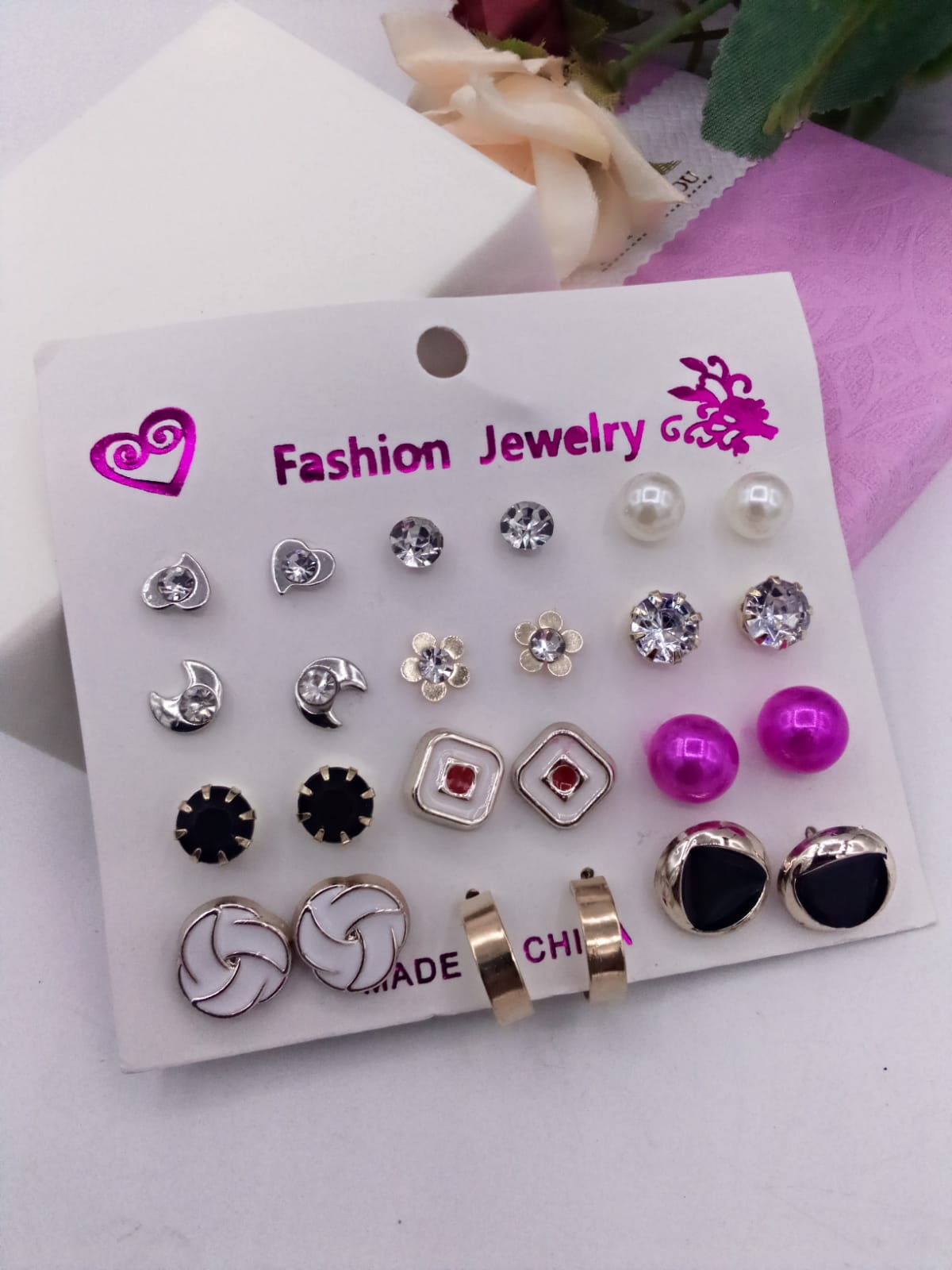 Pack Of 12 - Earrings Tops Fashion Women trendy stylish girls EarringE ...