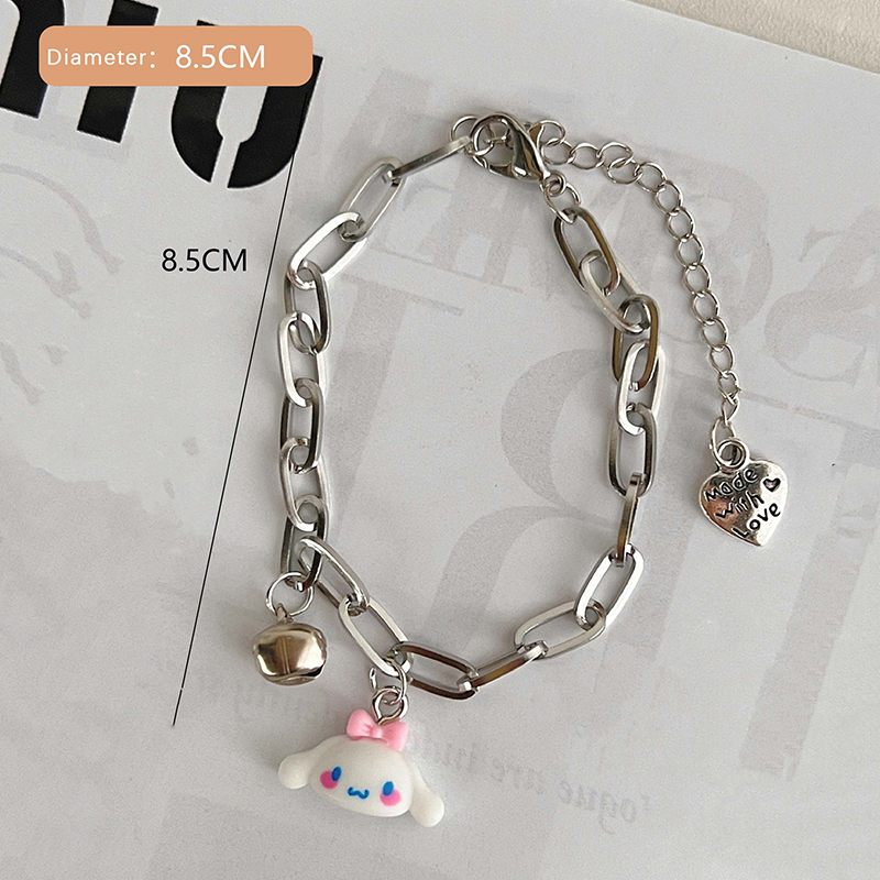 Sanrio Bell Bracelet Female Cute Cinnamoroll Kuromi Pompompurin My ...