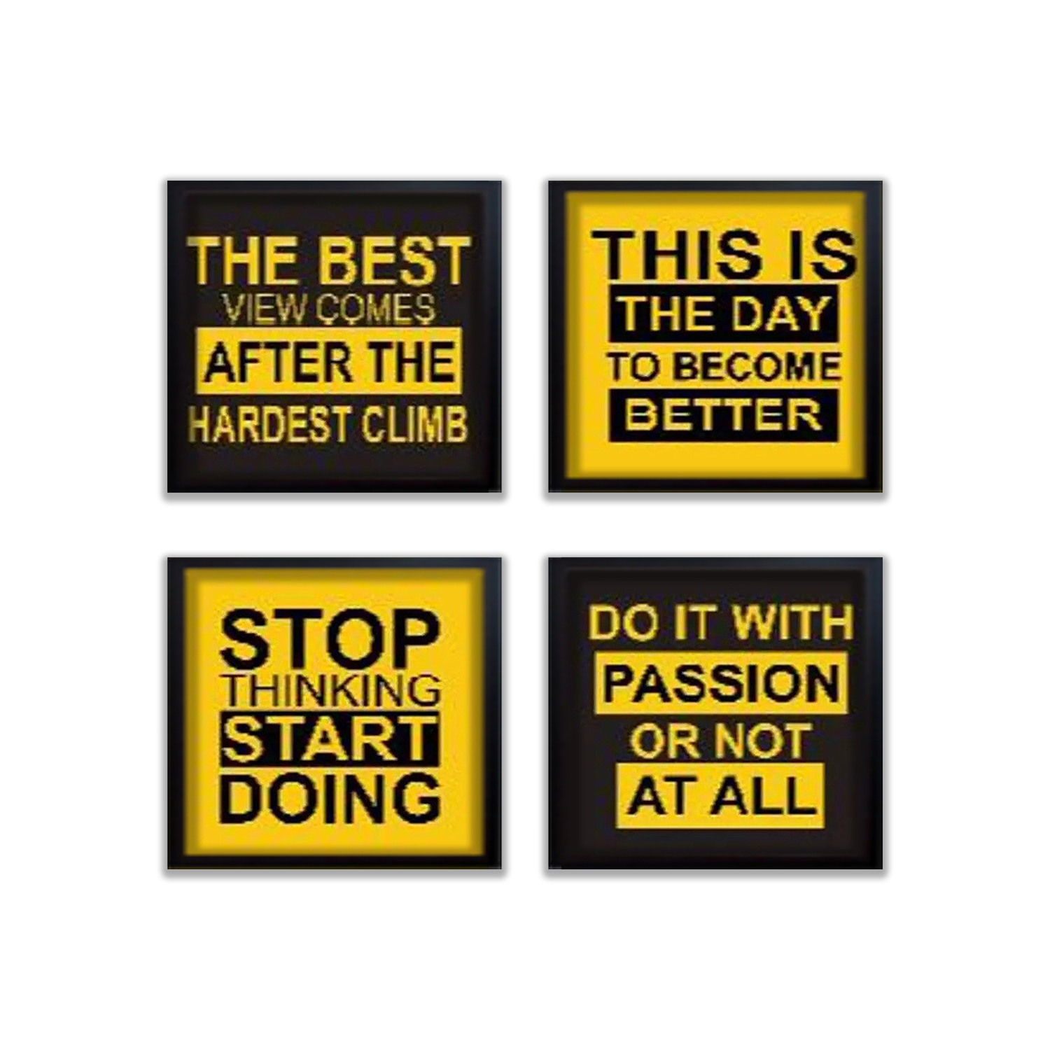 Pack of 4 Motivational Quotes Frames - Glass Front with Free Print 7x7 ...