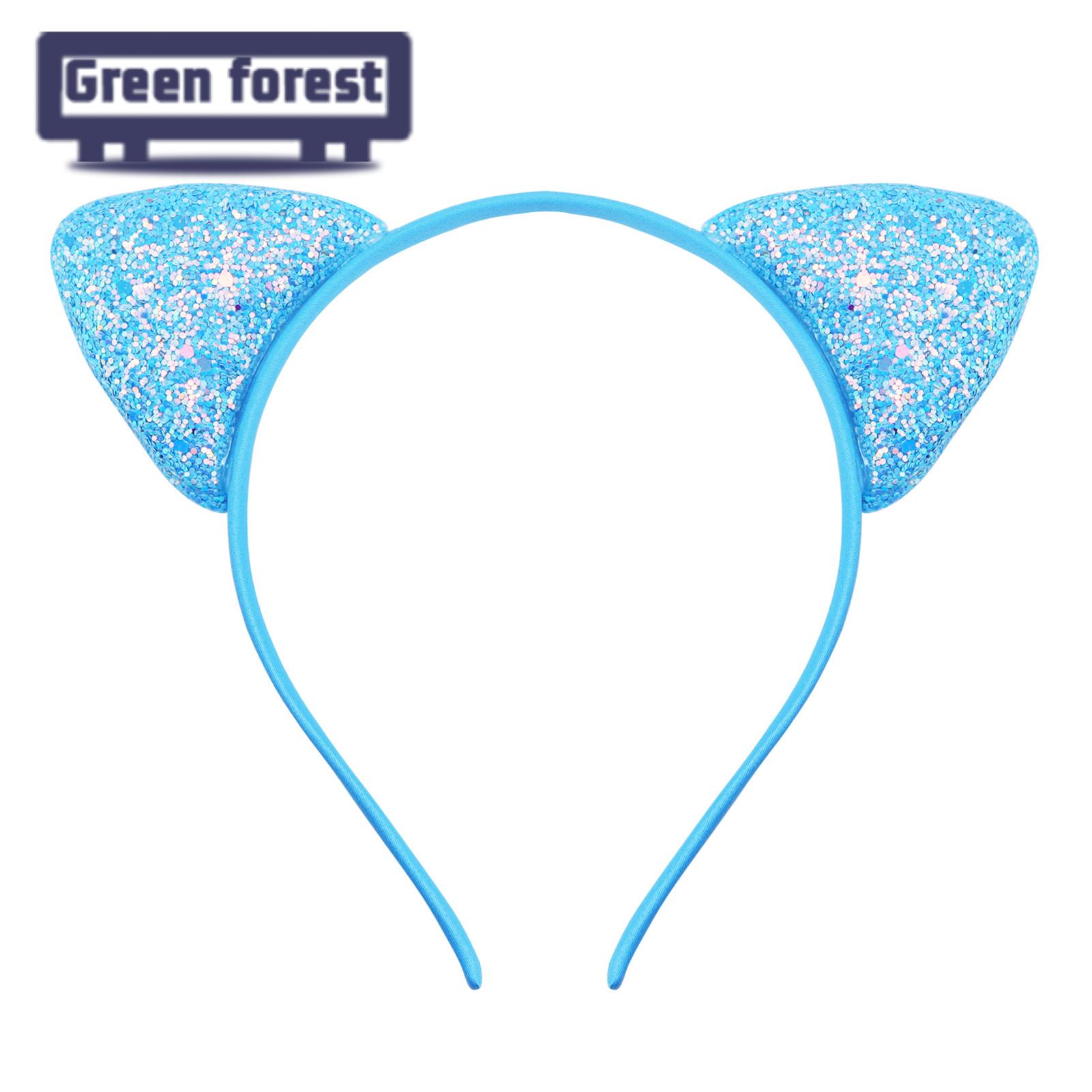 Green forest Girls Hair Band Glitter Sequins Sweet Cat Ear Princess ...