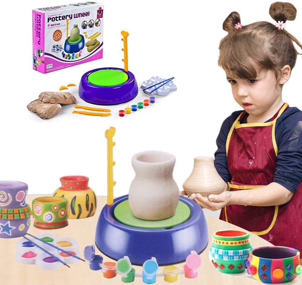 Pottery Wheel Pottery Studio Kit Educational Toy DIY Toy with Clay for ...