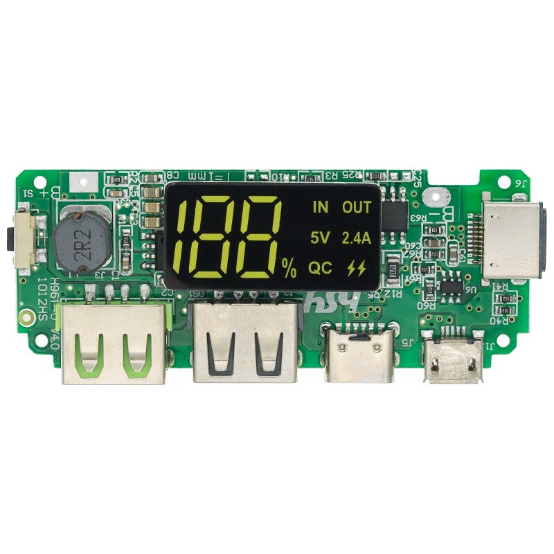 LED Dual USB 5V 2.4A Micro/Type-C USB Mobile Power Bank 18650 Charging ...