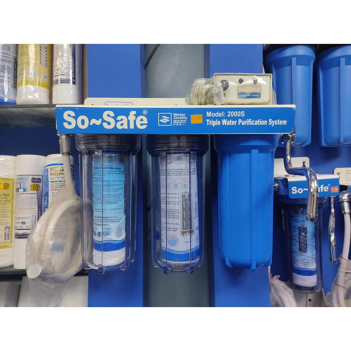 SoSafe Triple Water Purifier Filter System UV-2000S, 3 Stage|Sediment ...