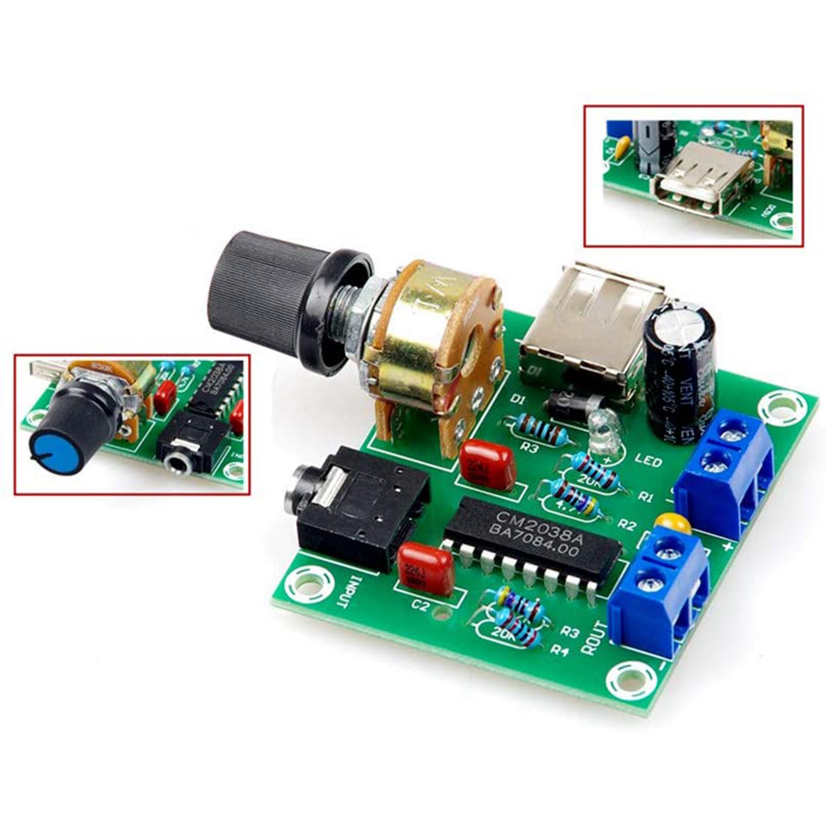 Mini Power Amplifier Board 5W+5W HiFi Two-Channel PM CM2038 5V USB ...