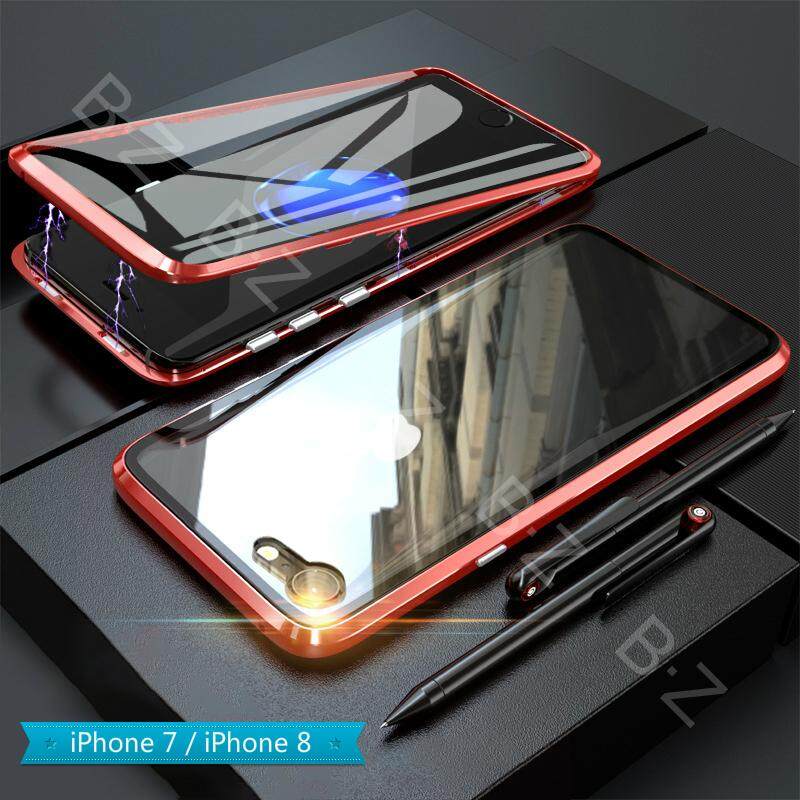 lthmy for Apple iPhone 8 Magnetic Case 360 Front Back double-sided 9H ...