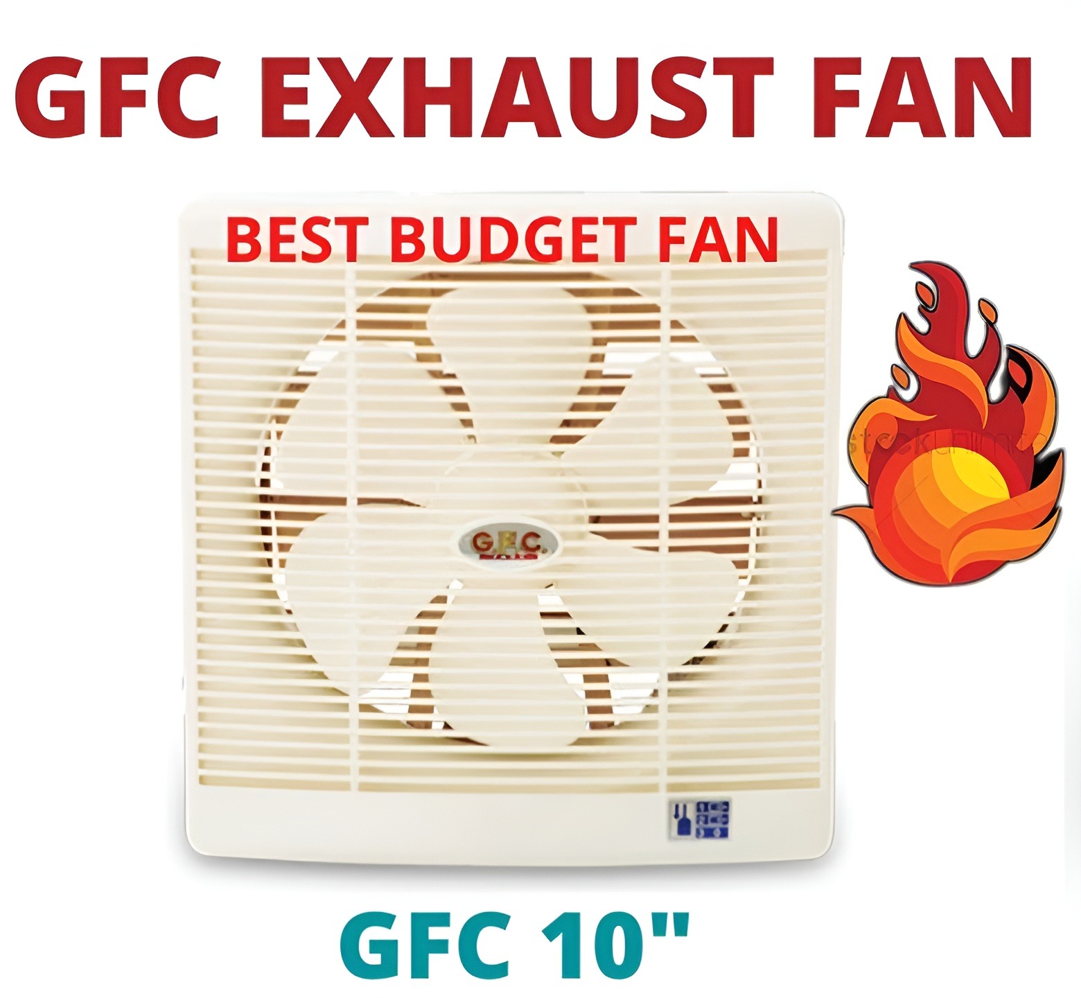 Premium Quality GFC Exhaust Fan 10 Inches Blades and 100% Pure Copper Winding - 12” Fitting ...