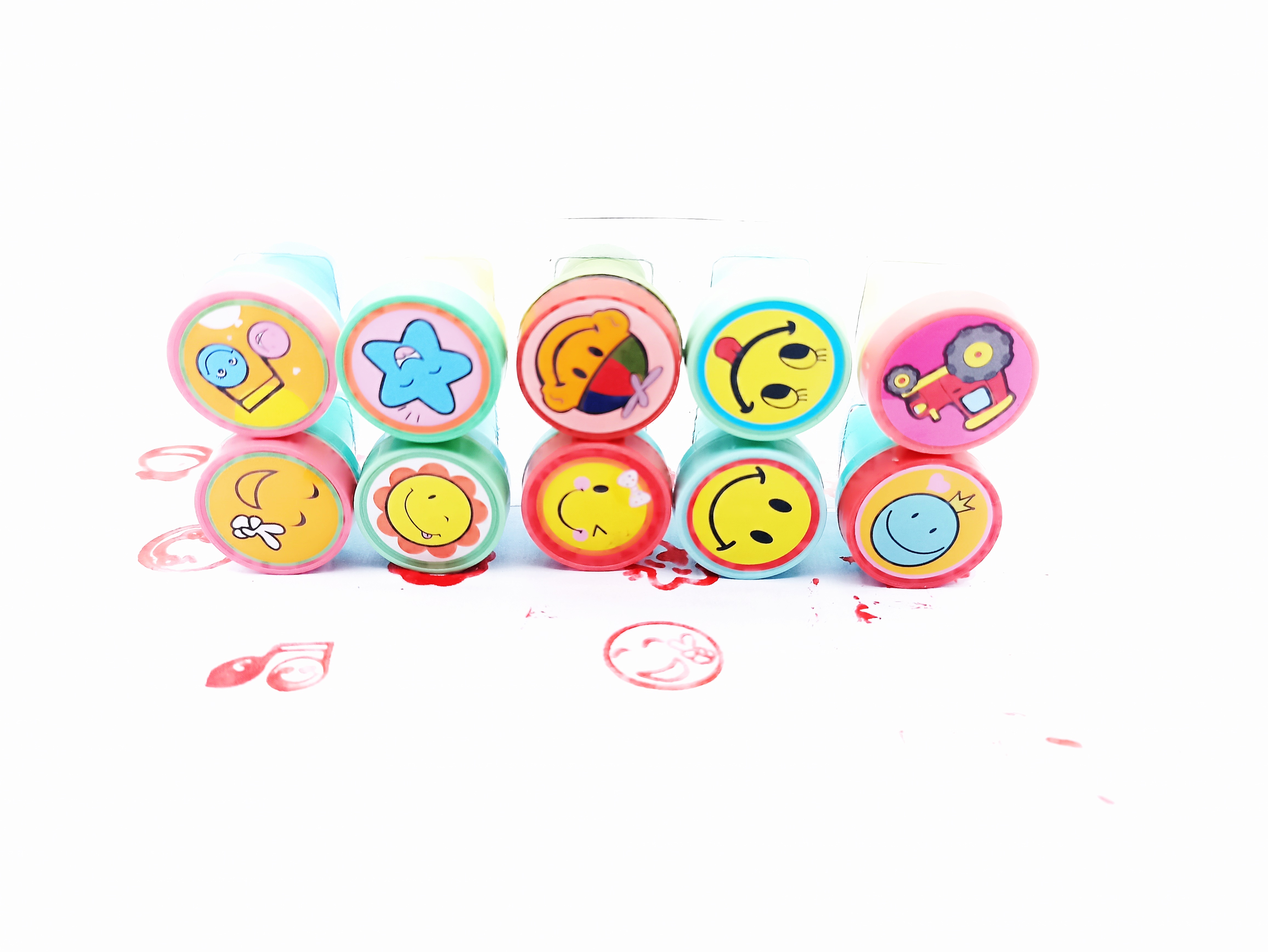 Set of 10pcs Cartoon Smiling Face Stamp Self-Ink Appreciation Stamps ...