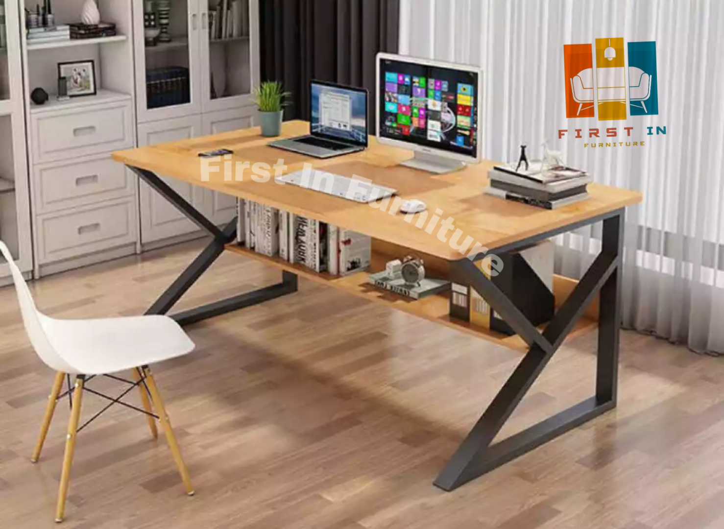Office Table Desktop Table With Book Shelf Office Desk Book Shelf ...