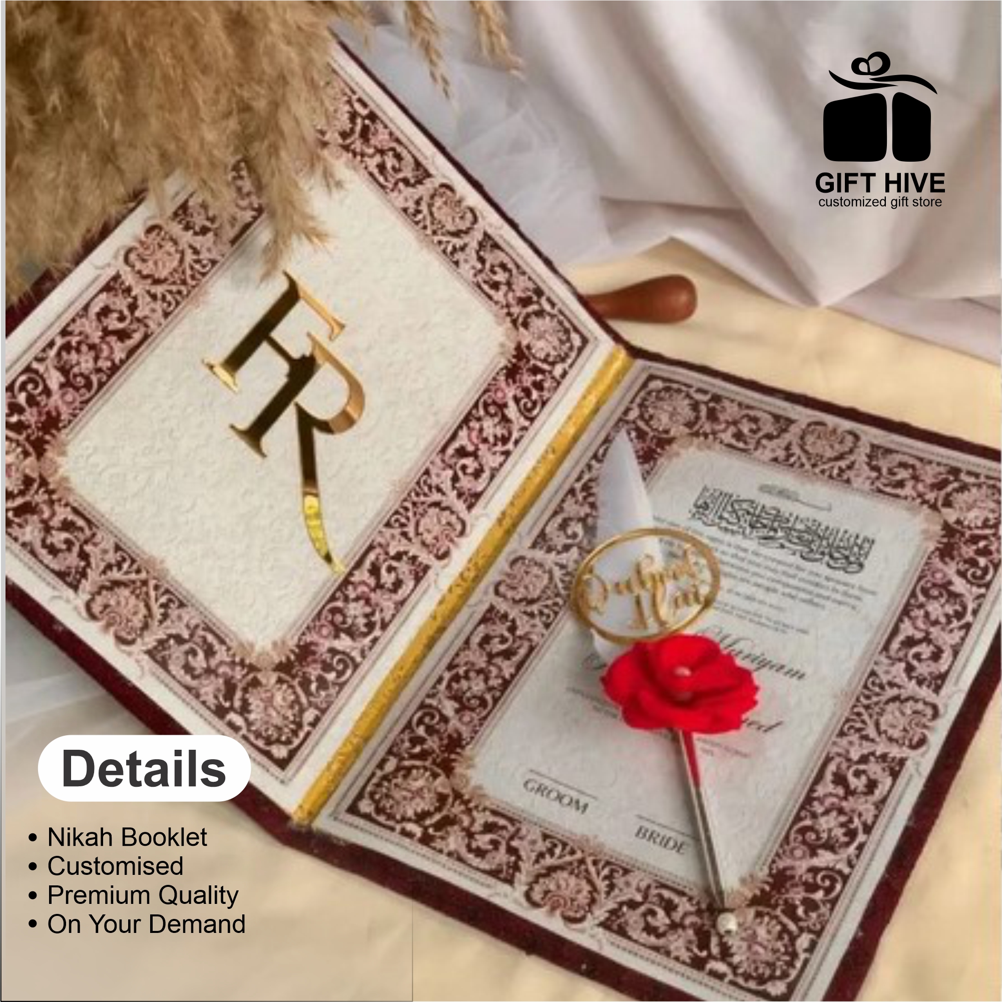 Customised Nikkah Booklet. Nikah Book. Personalised Nikah Booklet With ...