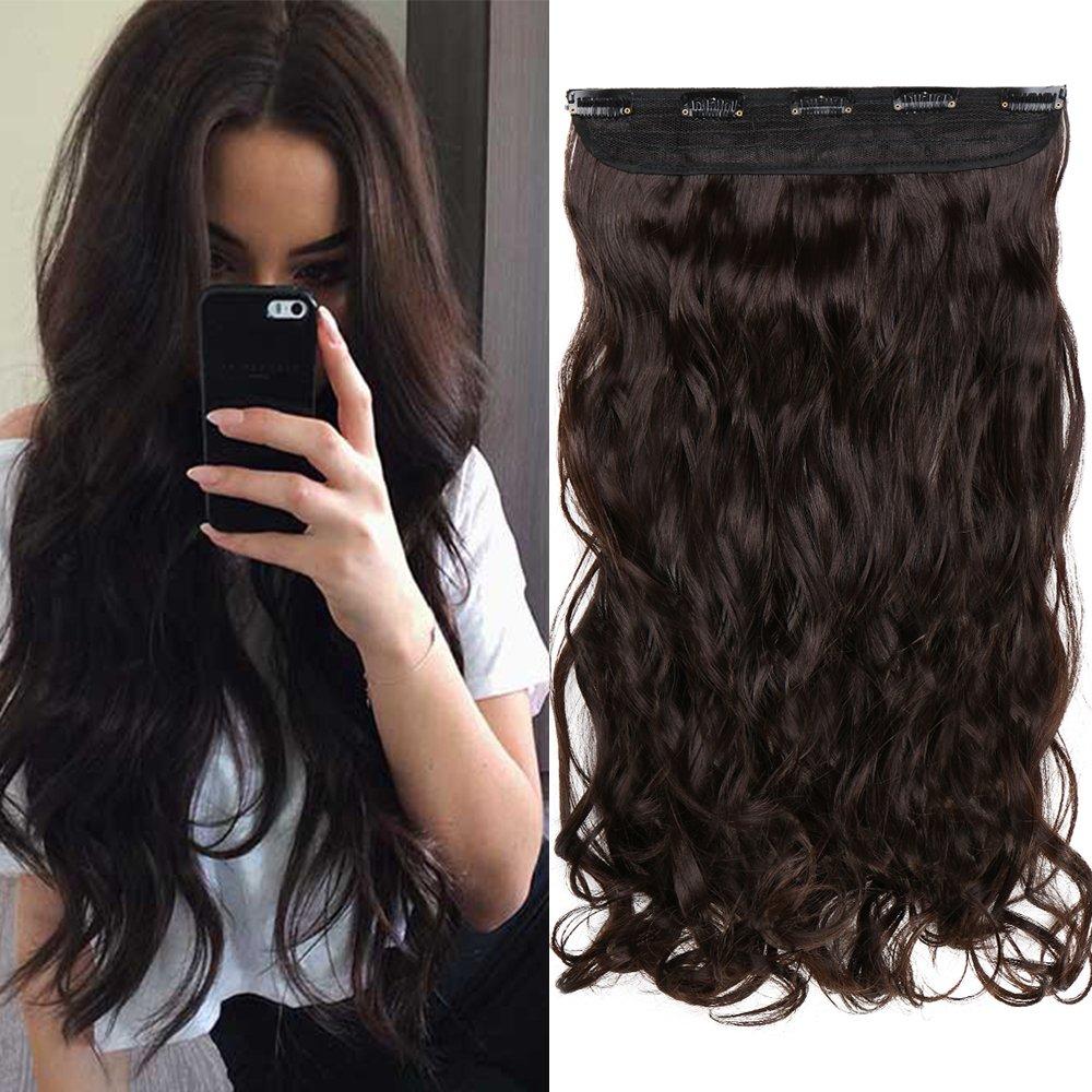 Curly Wavy One Piece Clip in Hair Extensions Any Color 5 Clips Natural ...