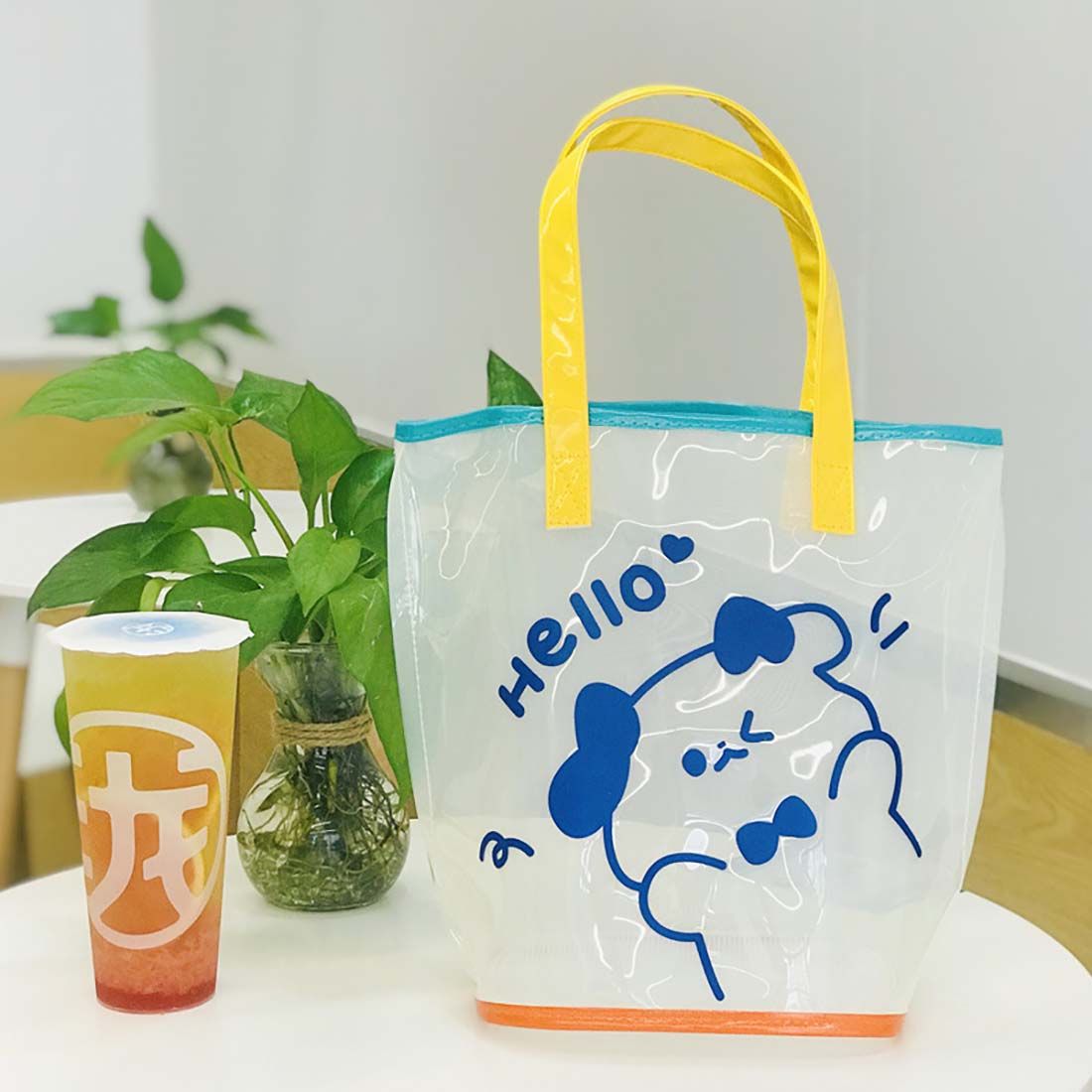 Cute Travel Case Haversack Rucksack Transparent Tote Bag PVC Tote Bag ...