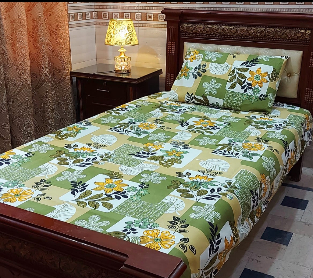 Cotton Crystal Single Bed Sheet Set-1 bed sheet 1 pillow cover | Daraz.pk