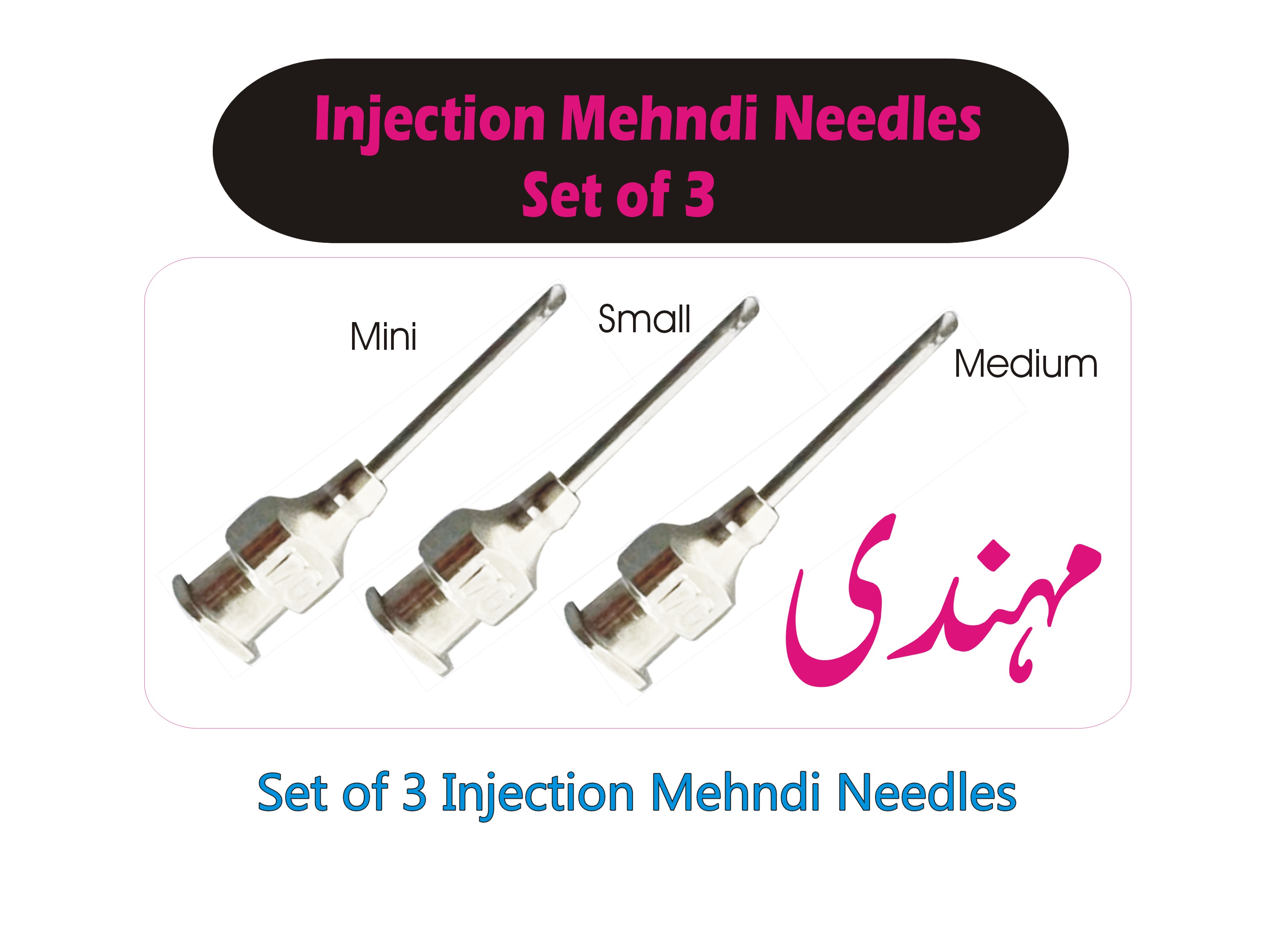 Injection Henna Applicator Needles Set of 3, Multiple Size for Creating ...