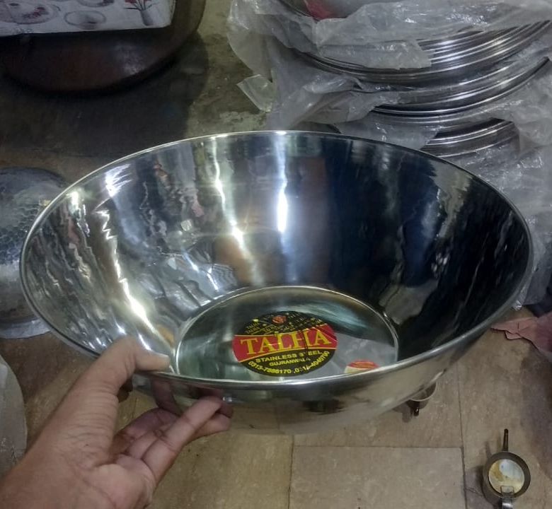 Large Heavy Bowl Round Tasla Stainless Steel Taghari 10 Liters | Daraz.pk