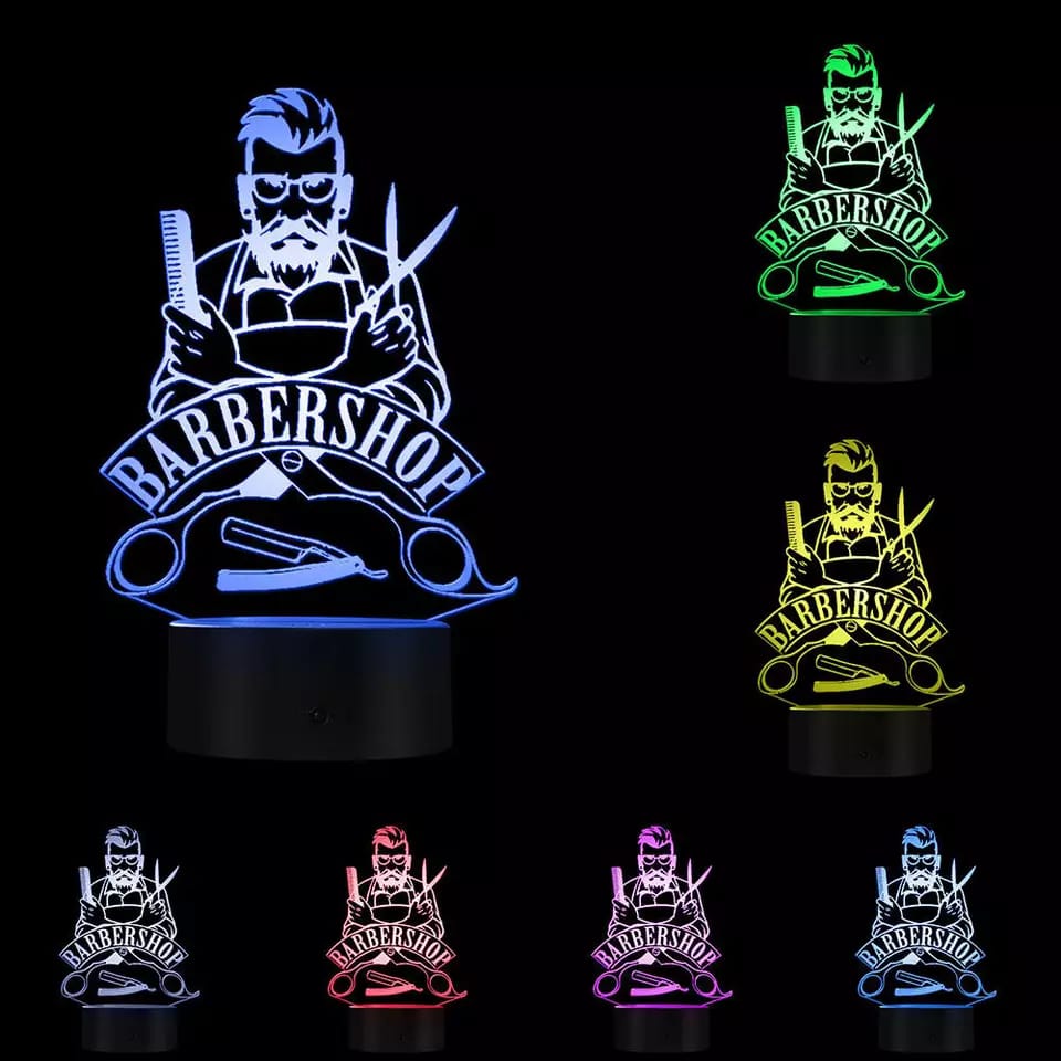 Barber Shop 3D optical illusion Table Lamp Hair Salon LED Acrylic ...