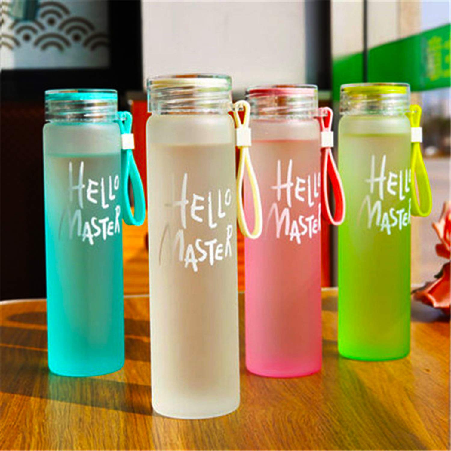 New Colorful Cute Hello Master Crystal Glass Drinking Water Bottle ...