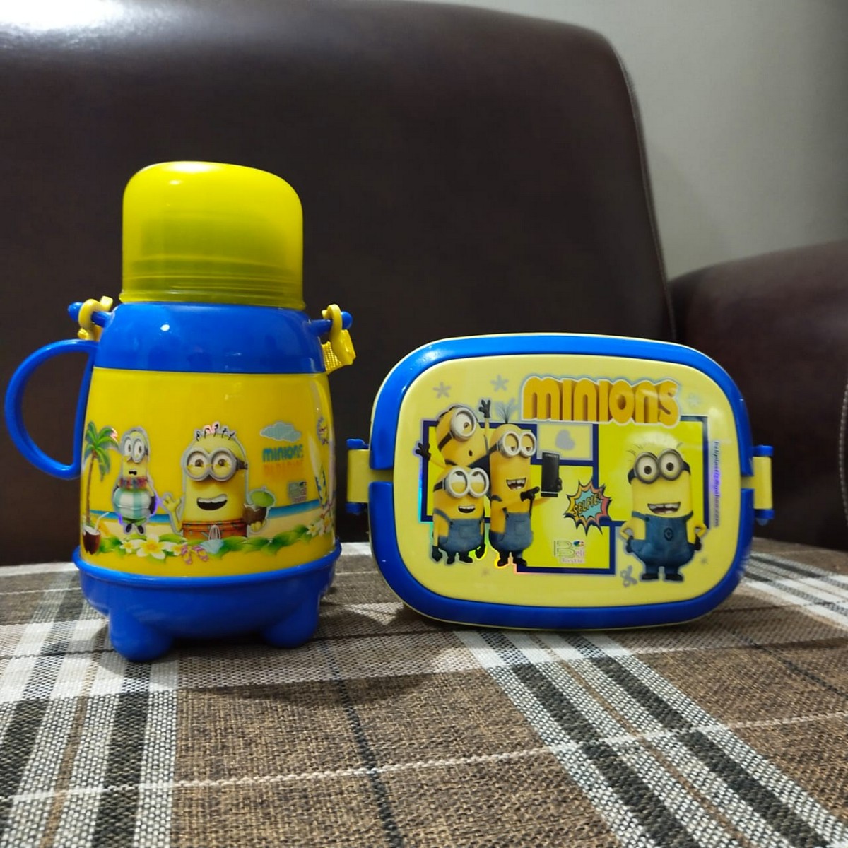 Minions Boys Double Layer Kids School Lunch Box with Spoon And Water ...