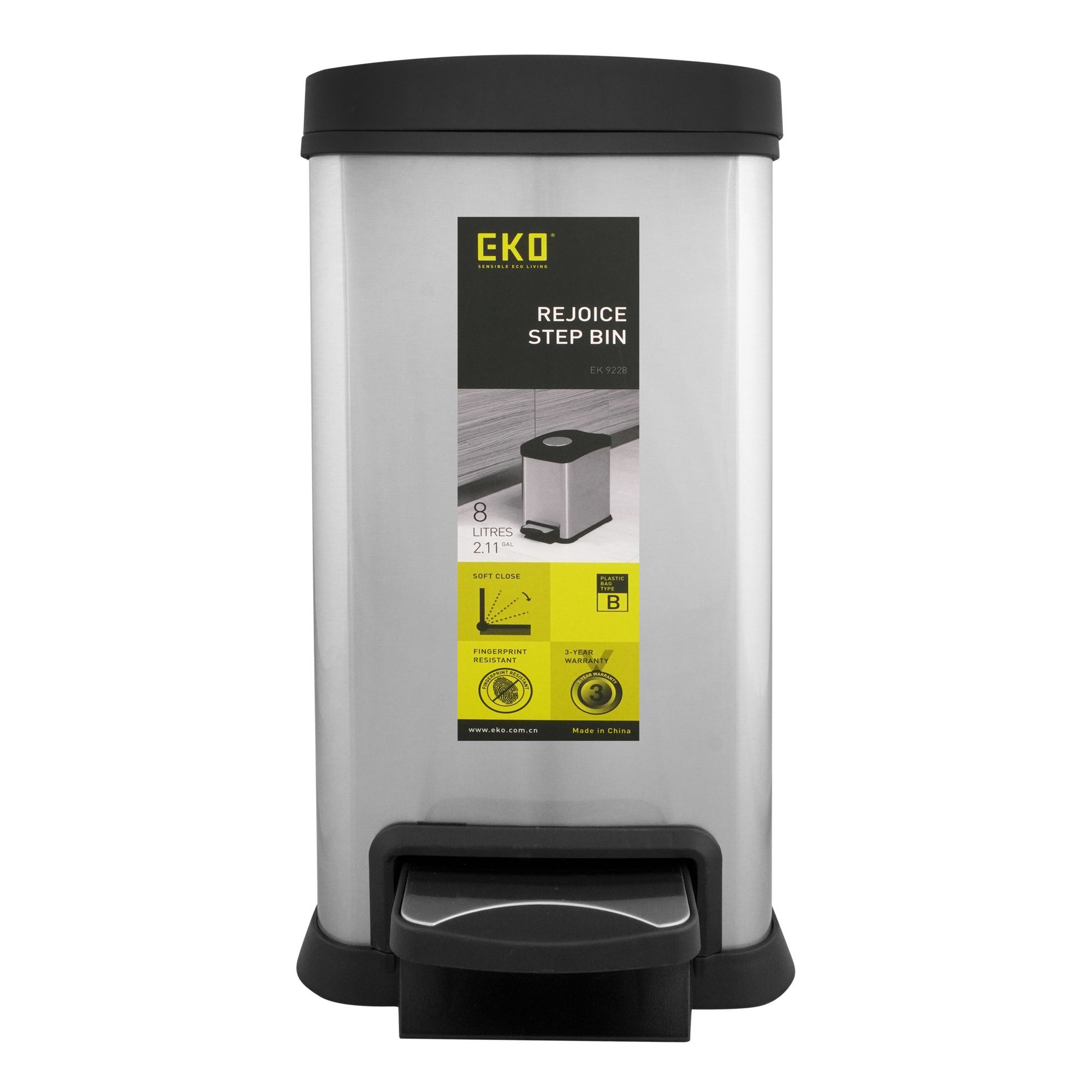 Dust Bin - Imported EKO Angel Deluxe Step Bin - 12L Stainless steel ...
