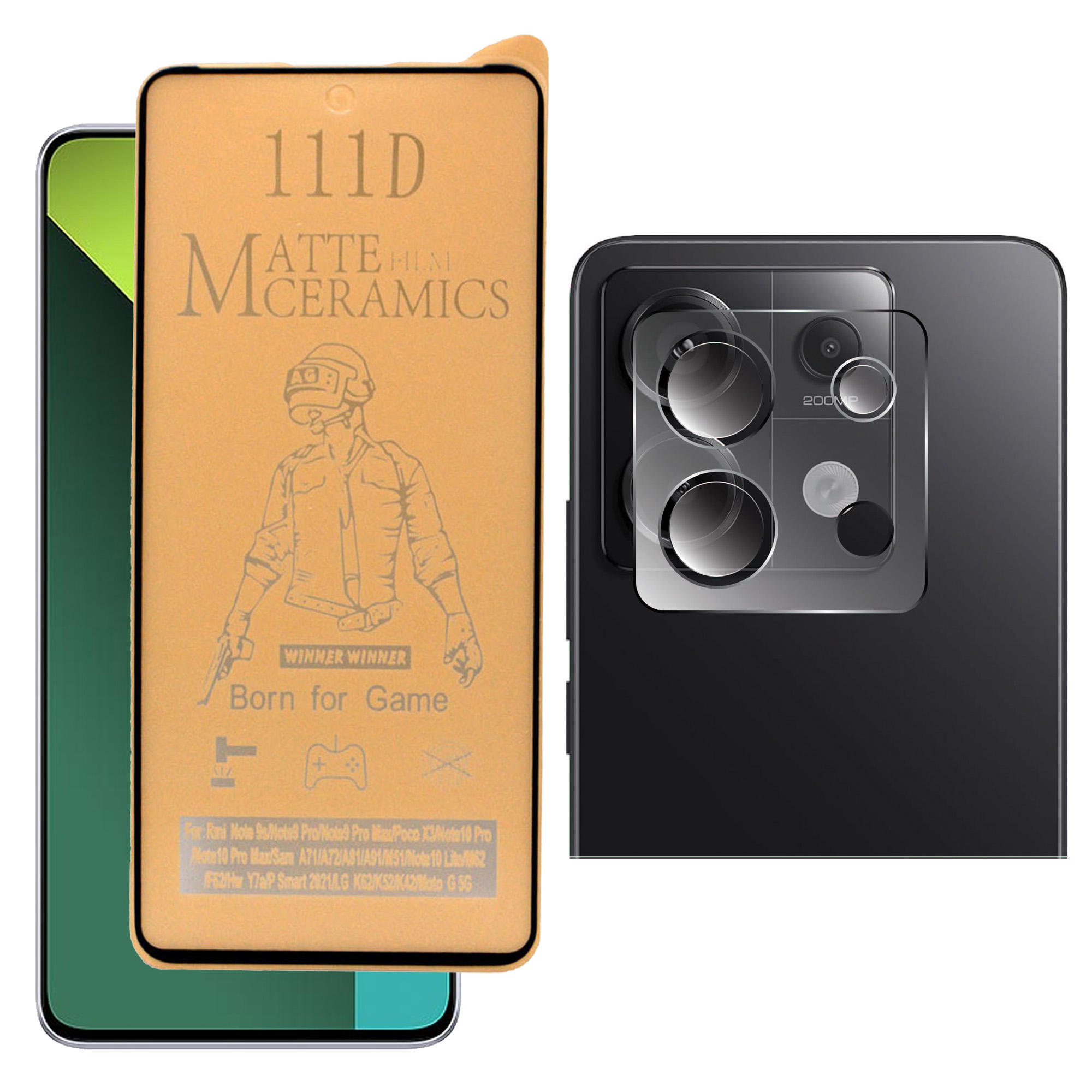 Xiaomi Redmi Note 13 Pro Matte Glass Fiber Glass Protector + Back Rear ...