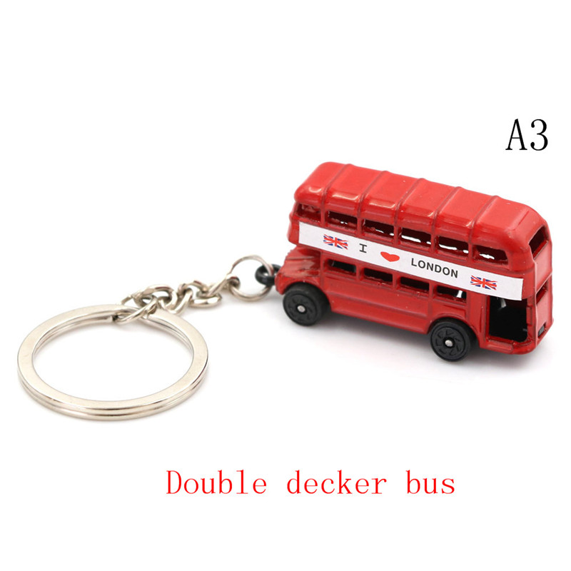 British Miniature London Model Key Ring Keychain Souvenir Red Bus Taxi ...