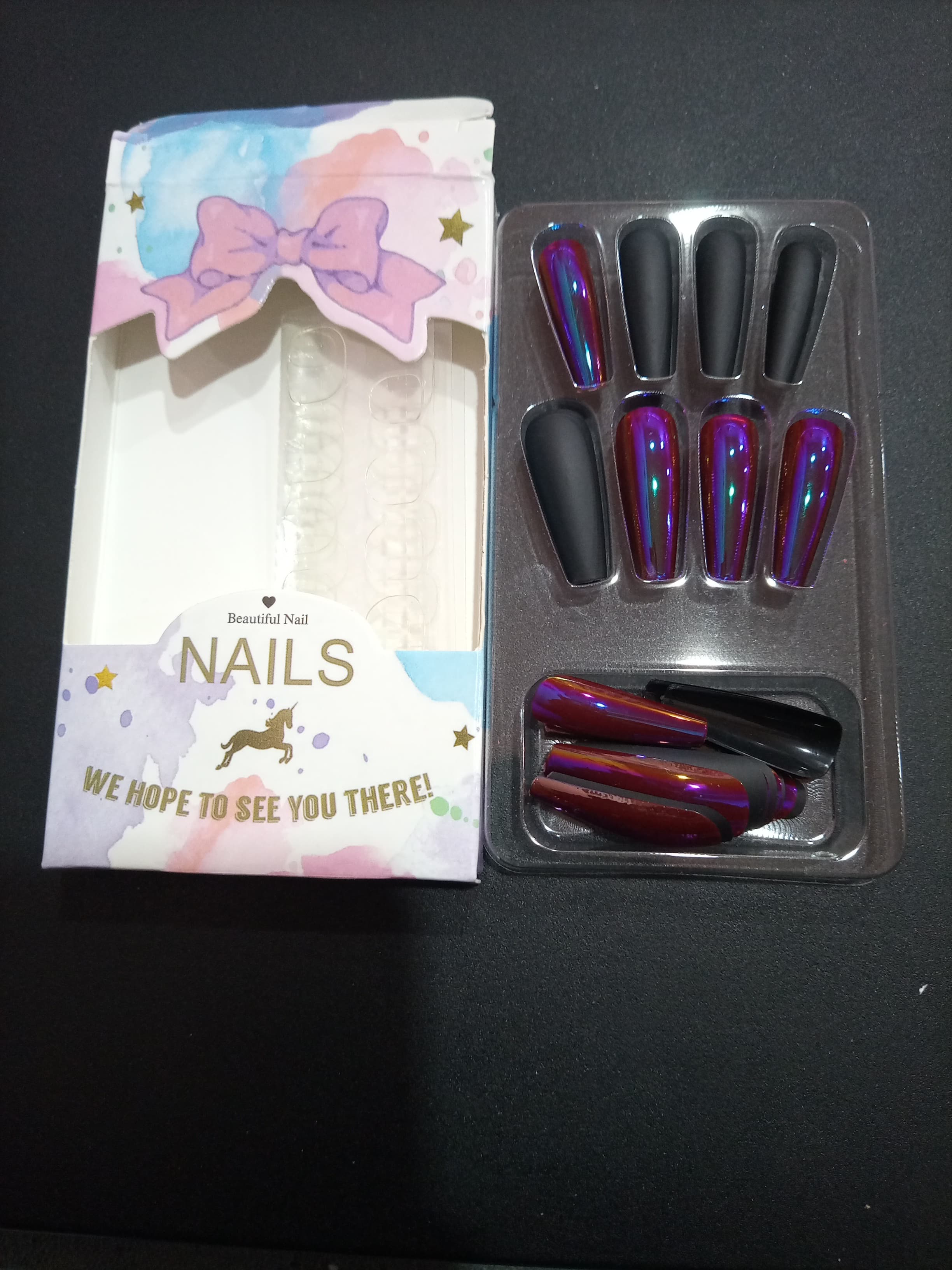 New Design Coffin Shape Nails 24 Beautiful nails Matte & Mirror Shine ...