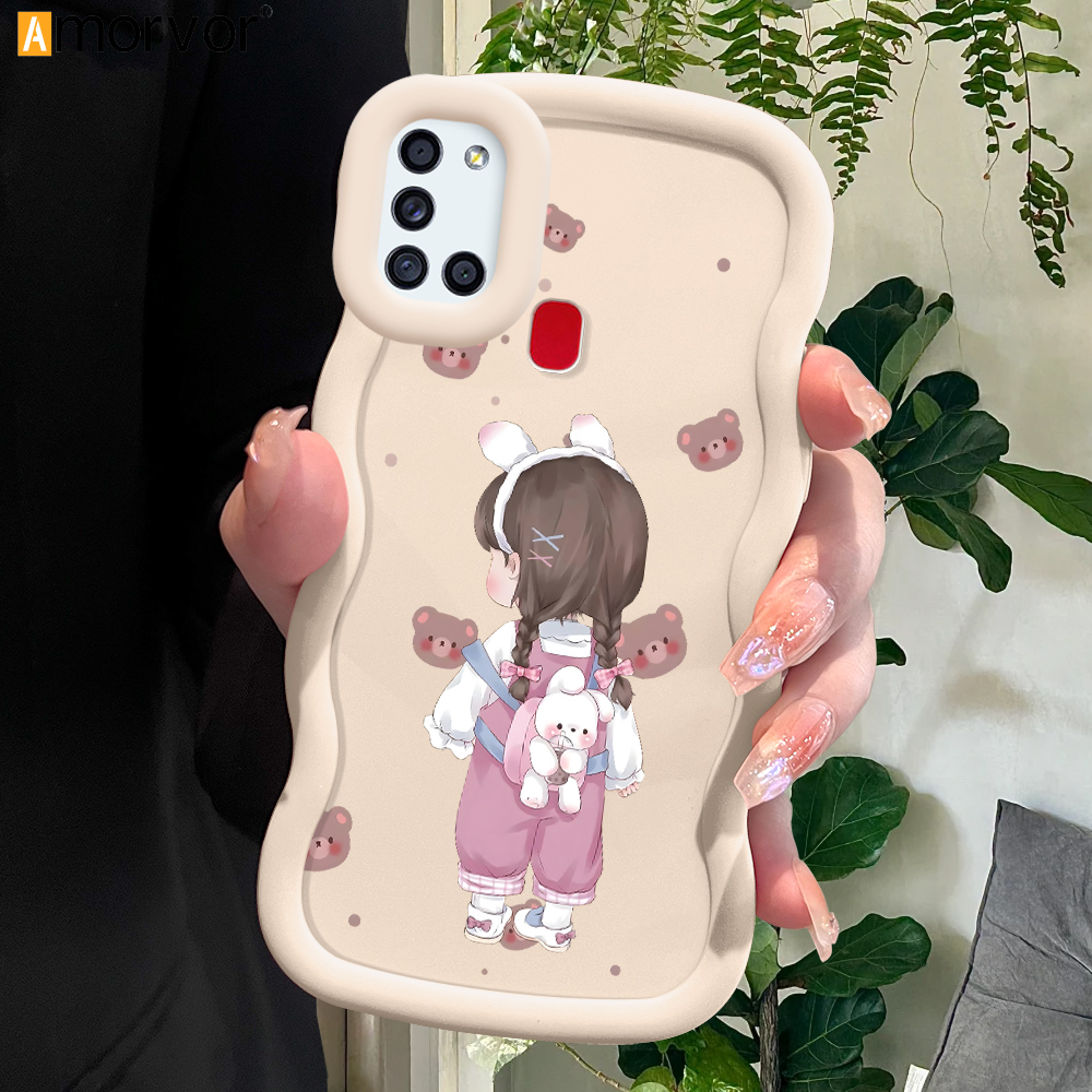 AMORVOR for Samsung A21S Back Cover Lovely Girl Pattern Luxury Phone ...