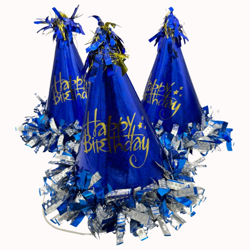 HAPPY BIRTHDAY BLUE COLOR FANCY BIRTHDAY PARTY CAPS - PACK OF 4 ...