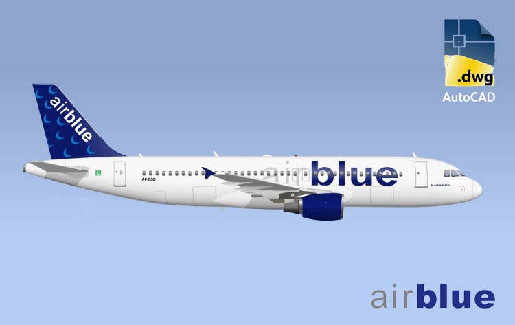 Airblue A320 Livery AutoCAD Drawing (*.DWG) 1:1 Scale - Reproduced File ...