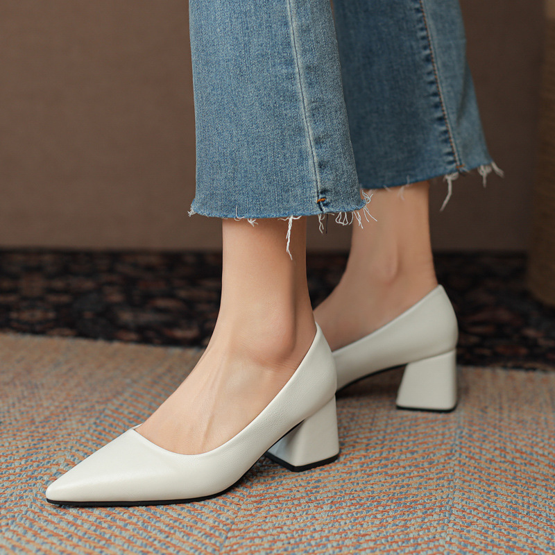 Korean Simple Heel Pointed Large Wedding Casual Non-slip Fashion Formal ...