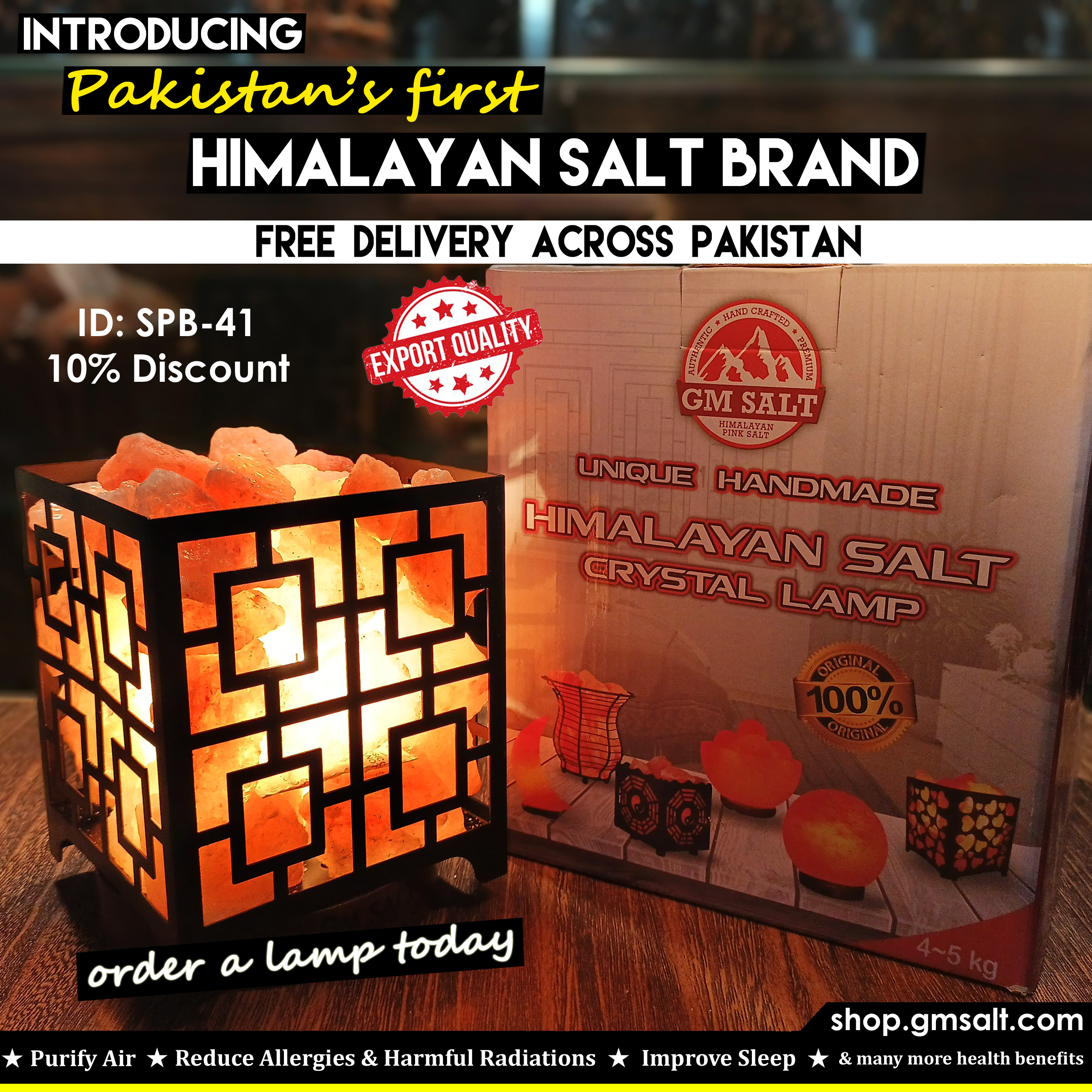 Pink Himalayan Rock Salt Lamp SPB-41 │ GM SALT │ Home Décor │Bedside Lamp │ Decoration for Side ...