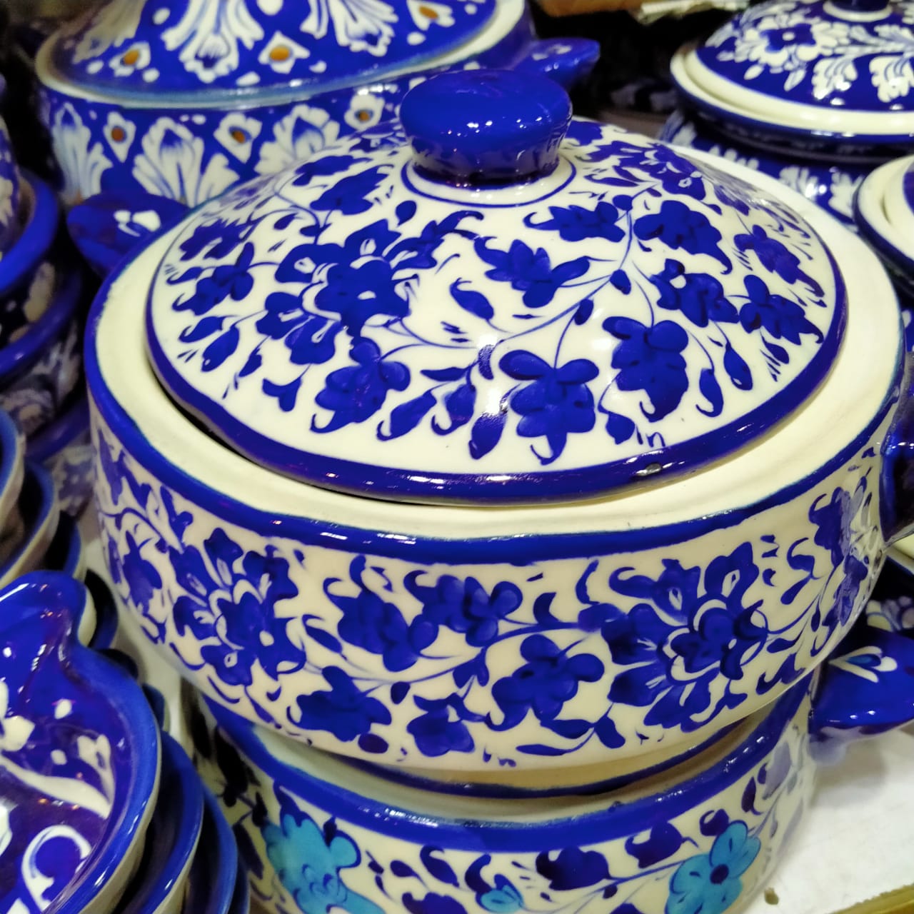 Multani Blue Pottery Handi 1 kg handi size/ Home decor / handicrafts ...