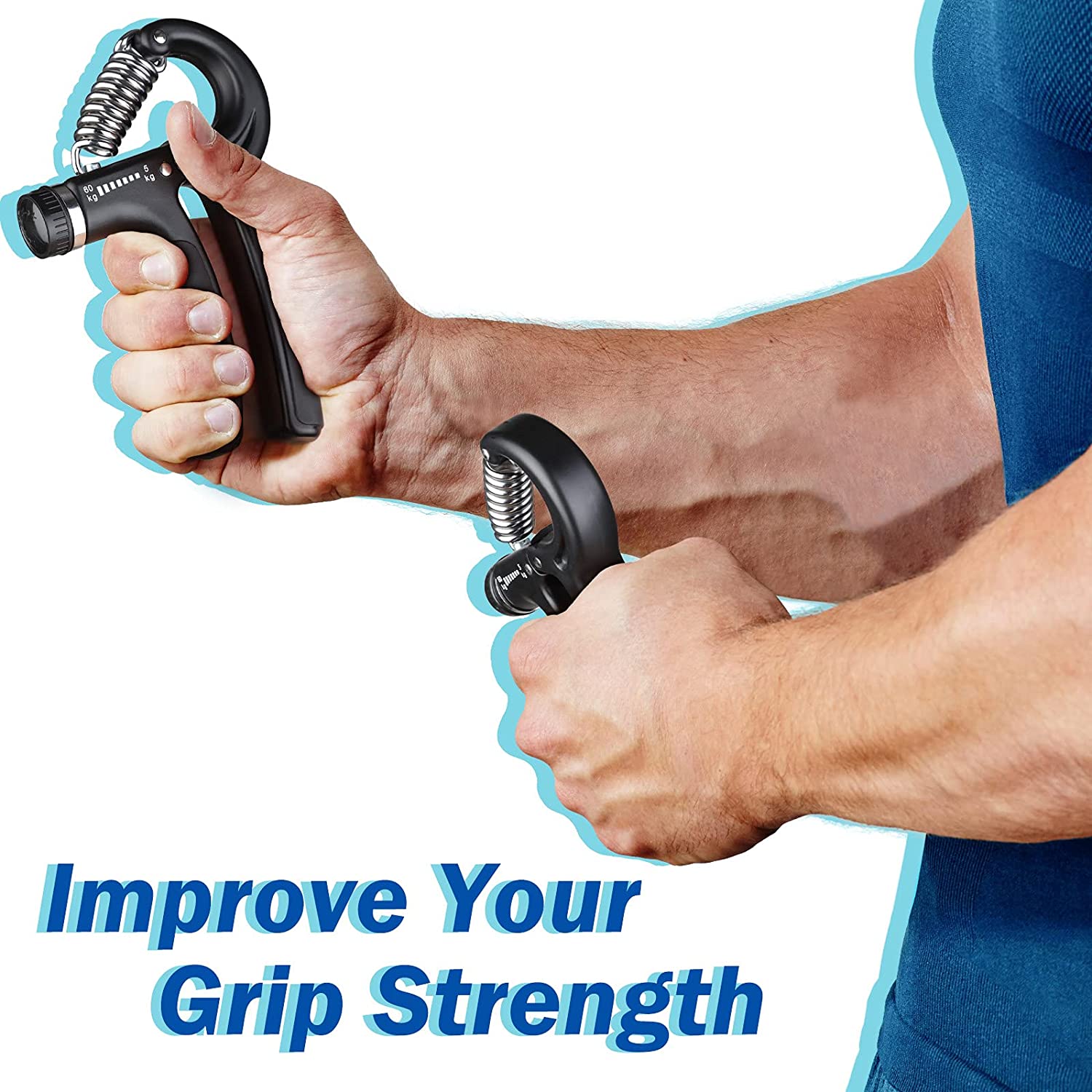 5-60Kg Adjustable Heavy Gripper Fitness Hand Exerciser Grip FatGrip ...