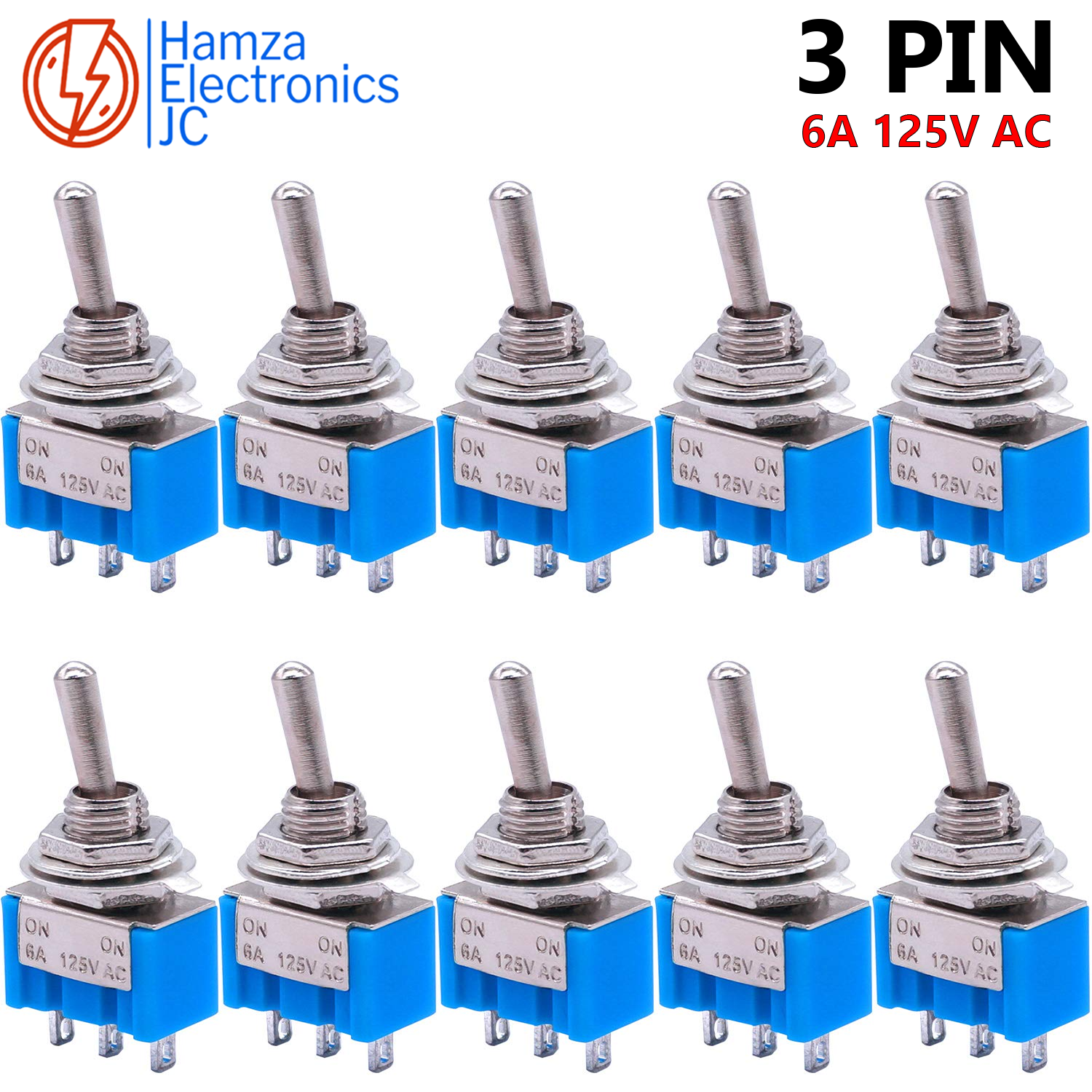 2/5 Piece P55 Mini toggle switch ON Blue rocker switch 2 position 3 ...