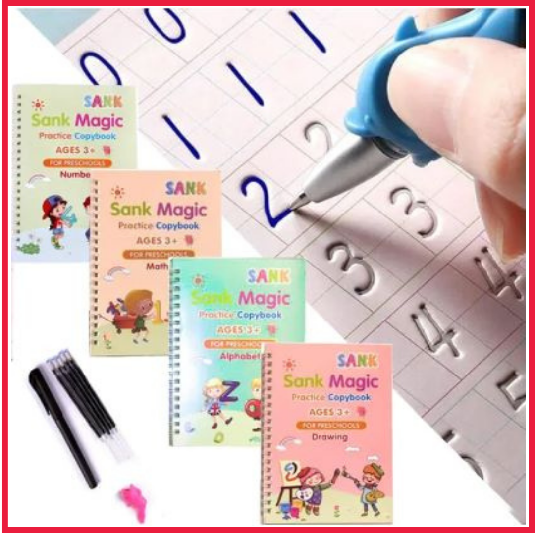 Sank Magic Practice Copybook (4 Books + Magic Pen & 10 Ink Refills ...