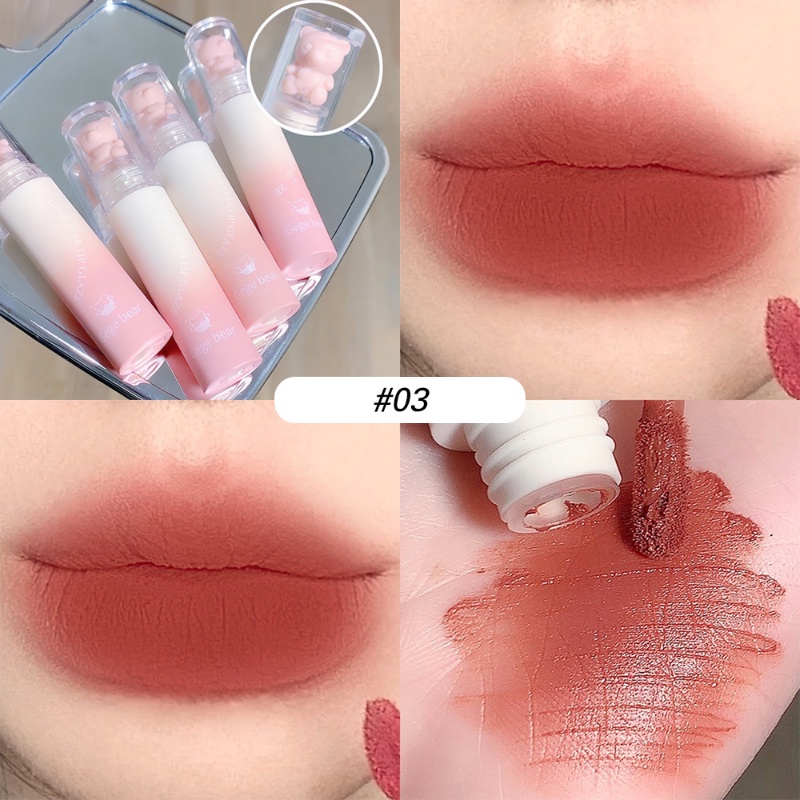 Gege Bear Lip Cosmetics Orange Red Brown Non-stick Cup Smooth Lipstick ...