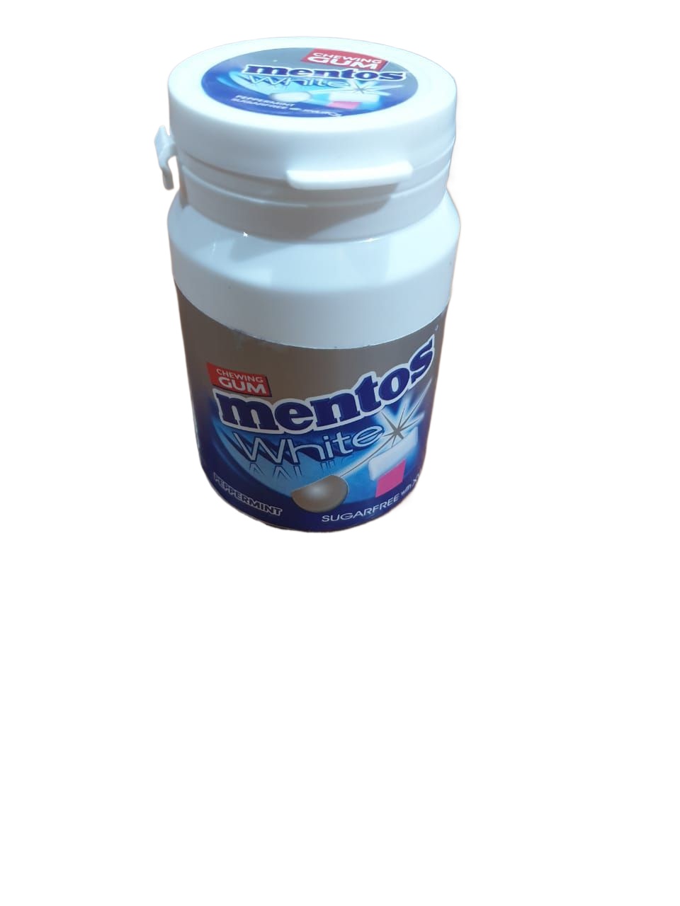 Original Mentos White Sugar-Free Chewing Gum, Pepper Mint, 40-Pcs ...