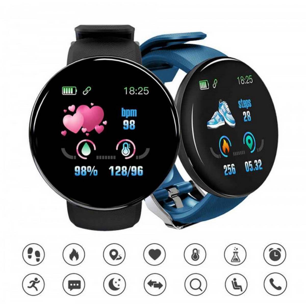 D18 Smart Watch 1.3 Inch Color Screen For Fitness Tracker, Heart Rate ...