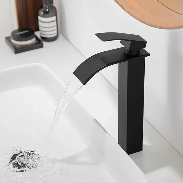 Luxury Waterfall Square Faucet - Mixer Matte Black 12 inch for Bathroom ...