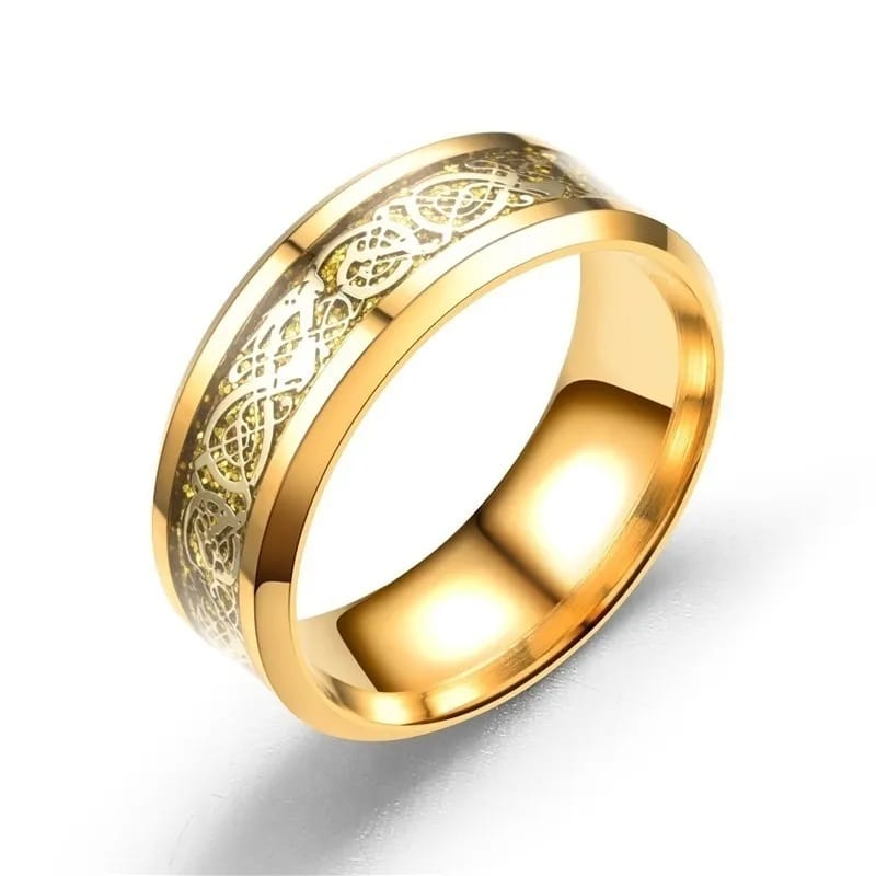 Stainless steel ring Golden color Dragon rings for men | Daraz.pk