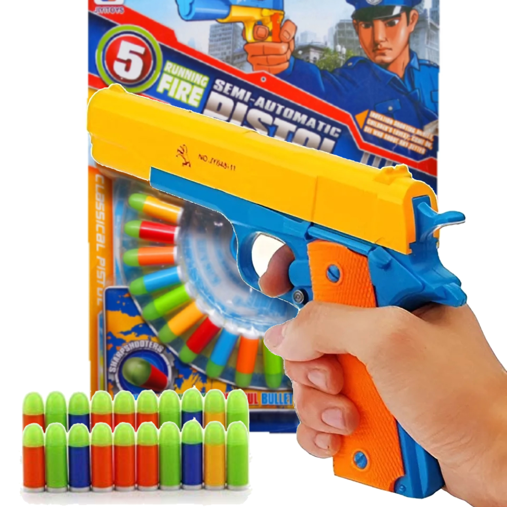 Classic Colt 1911 Toy Gun - Realistic Size, 10 Soft Bullets, Ejecting ...