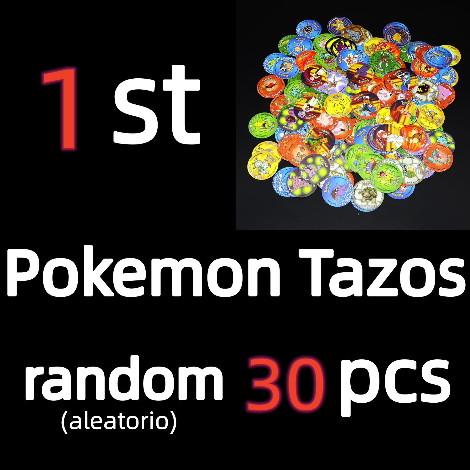 SAKURA 30pcs Ash Ketchum Tazos Pokemon Starter Pokemon Taps Collection ...