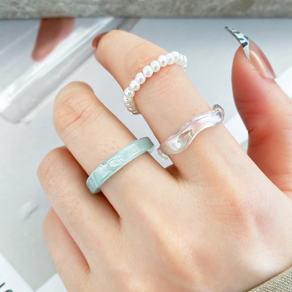 Enacolor 3Pcs Fashion Resin Acrylic Circle Ring | Daraz.pk