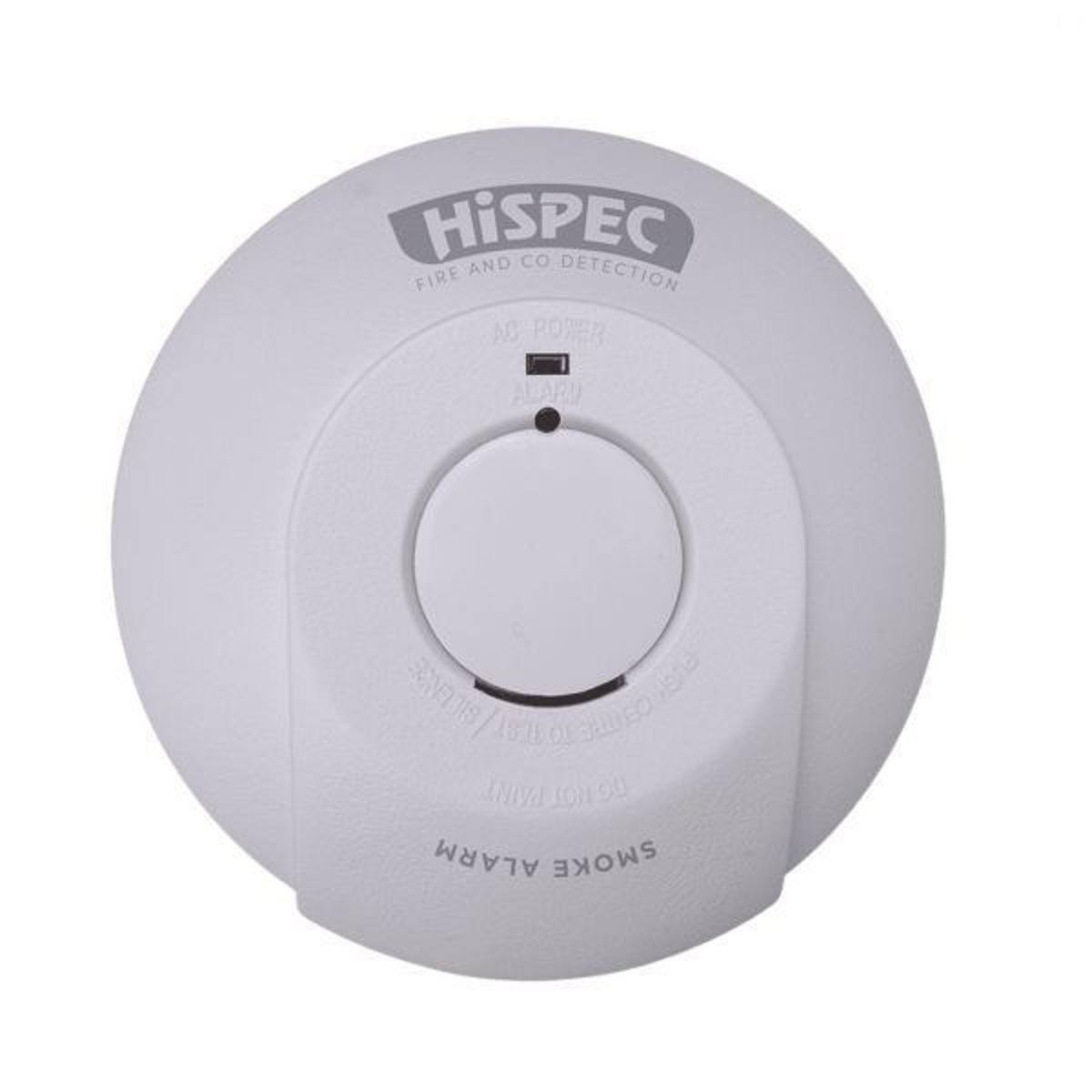 Hispec HSSA/PE Mains Smoke Alarm (Interconnectable, 9v Battery Back Up ...