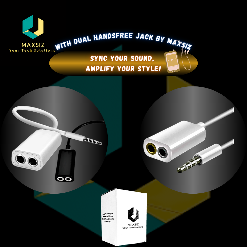 MAXSIZ 3.5mm Dual Headphone Splitter Adapter, 2 in 1 Audio and Mic ...