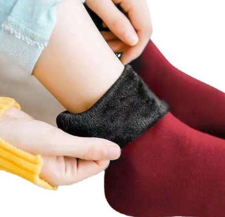 Warm Winter Socks With Fur Lining Free Size For Women Cold-resistant ...