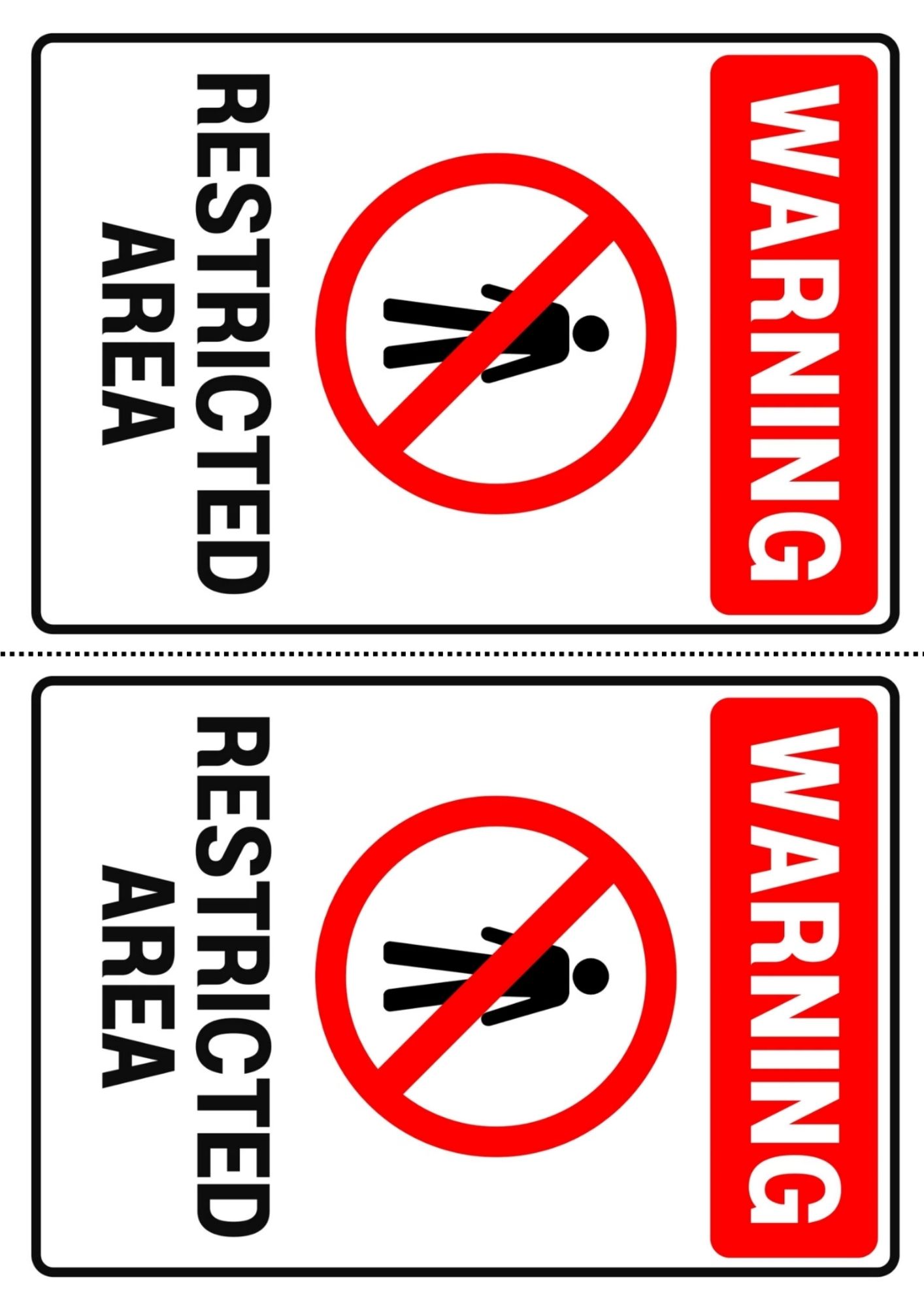 Warning Restricted Area, No Entry sign stickers, Warning Stickers A4 ...
