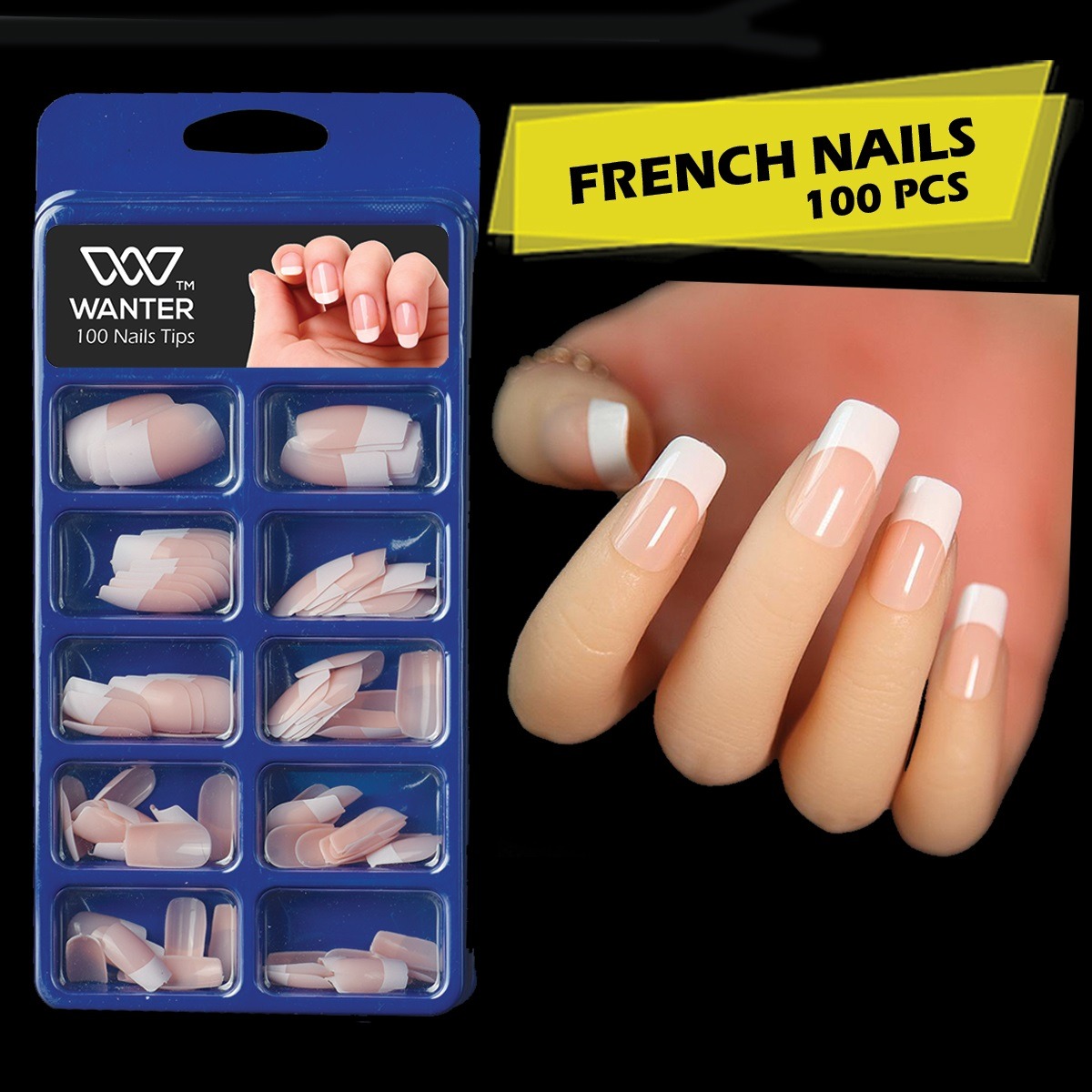 100pcs French Nails_ Fake Nails Kit Color Artificial Nails | Daraz.pk