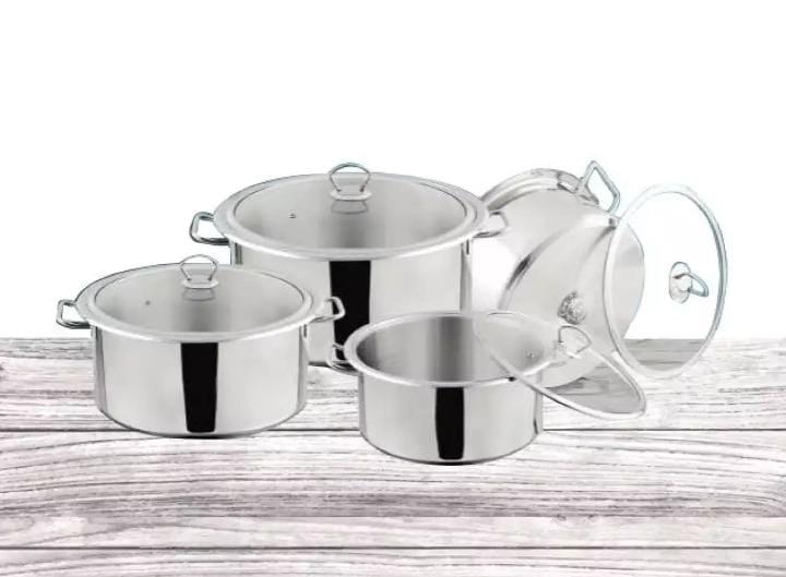 4 pcs Set - Stainless Steel cooking Degchi set | Daraz.pk