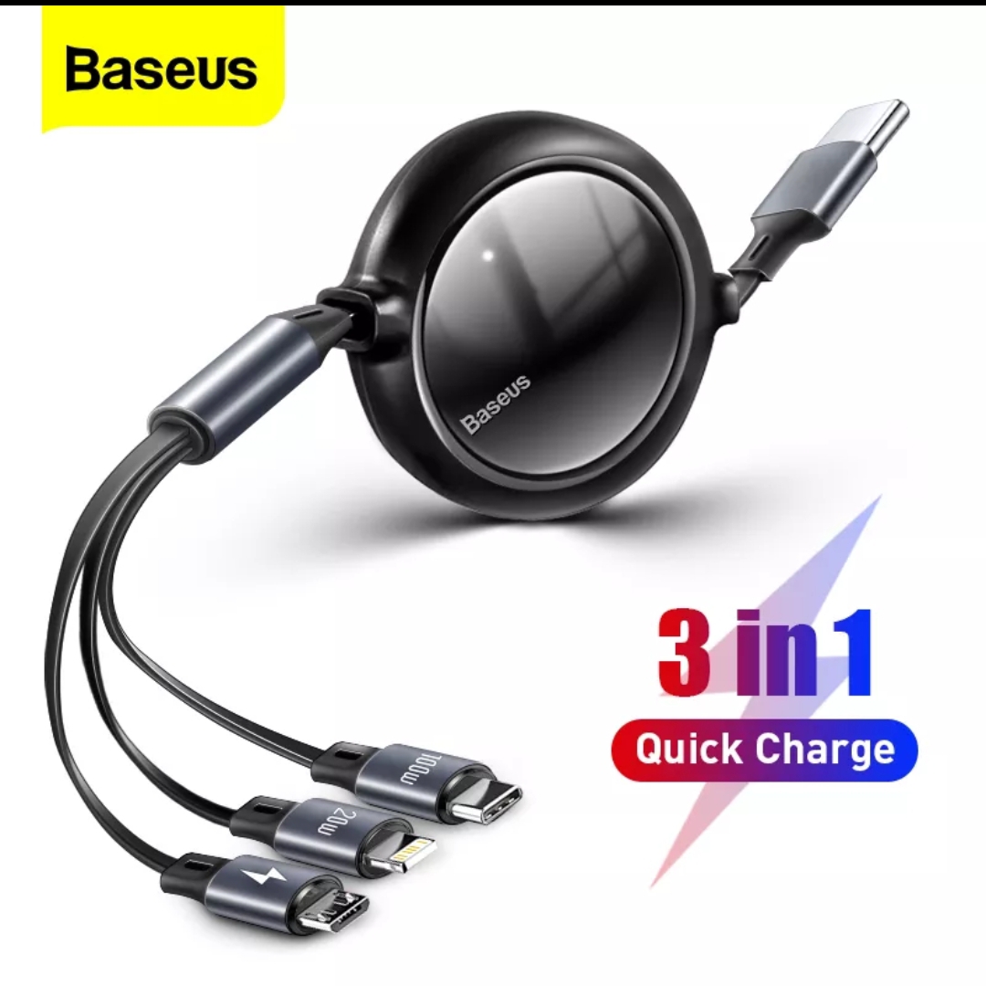Baseus 3 in 1 Retractable USB Cable | Daraz.pk