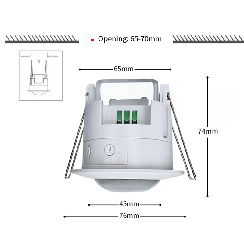 Ceiling Recessed PIR Motion Sensor Infrared Adjustable Detector for ...